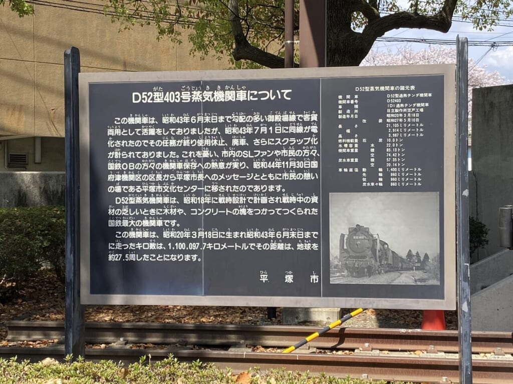 【平塚市】夏休みの自由研究にも！昭和に大活躍した蒸気機関車「D52型403号」が浅間町の文化公園に展示されている姿は迫力満点です！ | 号外NET 平塚市・大磯町